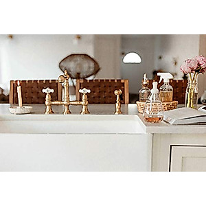 Kingston Brass KS7277PXBS English Country 8" Bridge Kitchen Faucet with Sprayer, Brushed Brass