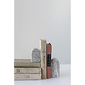 Creative Co-Op Contemporary Decorative Office Shelves and Marble, Set of 2 Bookends, Beige, 2
