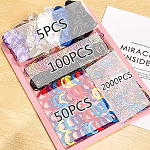 YANRONG Ponytail Holders and Scrunchies For Girls and Women, Traceless Elastic Ropes and Rubber Bands For Hair, Baby and Kids (2155PCS) Mix