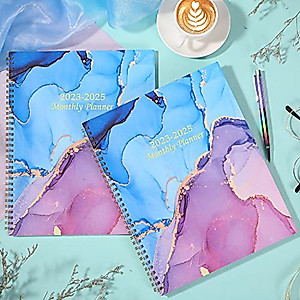 2023-2025 Monthly Planner/Calendar - 2 Year(24 Months) Planner with Tabs & Pocket, July 2023 - June 2025, Contacts and Passwords, 8.5" x 11", Thick Paper, Twin-Wire Binding - Pink Purple Marble