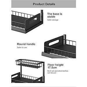 Under Sink Organizer and Storage for Kitchen Bathroom Cabinet - 2 Tier Slide Out Sink Shelf Cabinet Drawer - Store Large Items - No Drilling Rustproof Carbon Steel Shelf - Black - 1 Pack