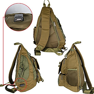 Sling Bag with USB Charging Port, Sling Backpack USB, Larswon Shoulder Backpack, Large Crossbody Bag, Chest Bag Large Army Green