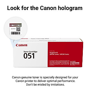 Canon Genuine Toner Cartridge 051 Black (2168C001), 1-Pack, for Canon imageCLASS MF264dw, MF267dw, MF269dw, LBP162dw Laser Printer, 1 Size (Toner 051 Standard)