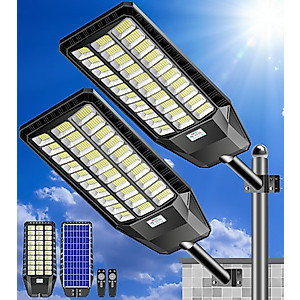 CEDIO Solar Street Lights Outdoor - Solar Parking Lot Lights and 16FT Street Light Pole, Solar Street Light with Pole