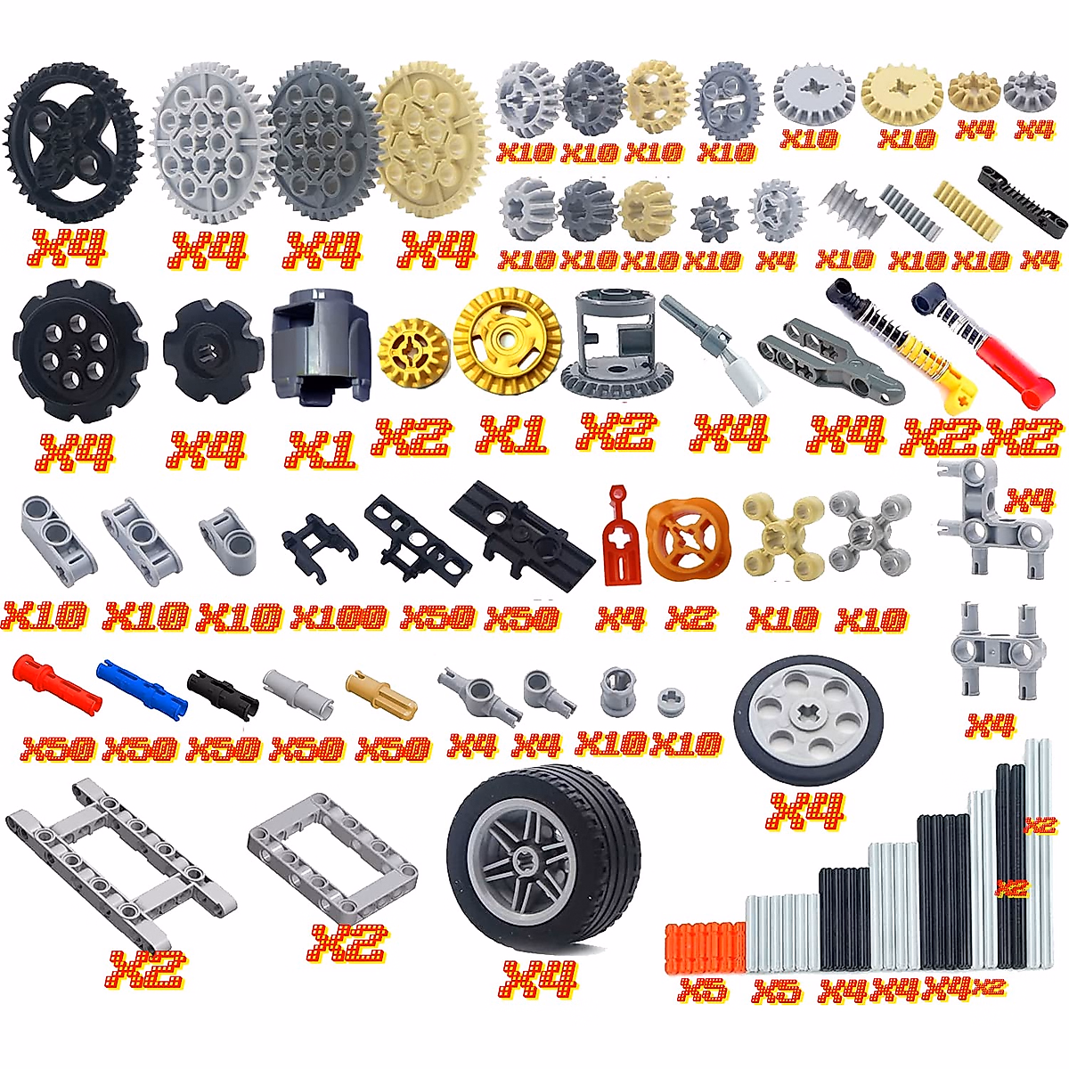 SEEMEY 32Pcs Power-Function-Kit & 844Pcs Pins-Gears-Axles Set bundle Compatible with LEGO-Technic-Parts