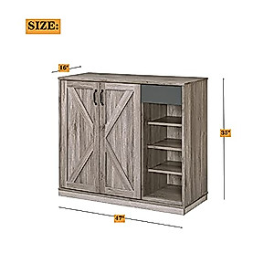 Bellemave Shoe Storage Cabinet, 4 Tier Shoe Rack with Drawers and Doors, Entryway and Hallway Furniture for Home and Office,47 inch,Gray Oak