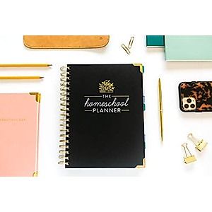 The Homeschool Planner: Beautiful and Undated with Monthly Tabs | To Do List, Goals, Meal Planning & Academic Tools | Homeschooling, Distance Learning & Family Organizer | Gold Spiral