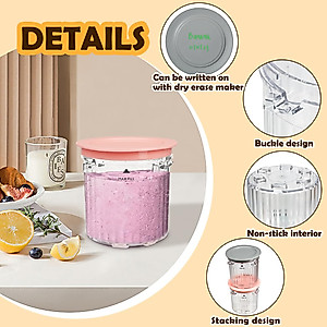 YQL Creami Pints and Lids - 4 Pack,Creami Pint Containers Ice Cream Containers 16oz Compatible with Ninja NC201 NC200 Series Ice Cream Maker Dishwasher Safe