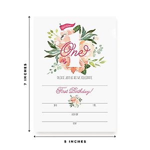 Bliss Collections Invitations with Envelopes for All Occasions, Invites Perfect for: Weddings, Bridal Showers, Engagement, Birthday Party or Special Event, Pack of 25 5x7 Cards - Pink Floral