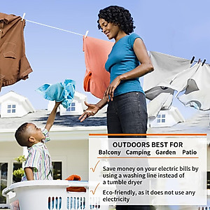 Apricus Retractable Clothesline | Clothes Line for Indoor & Outdoor Laundry Drying | 30 Meters Double Portable Clothing Lines | Heavy Duty Hanging Cloths Line | (Each 2X 15m Line)