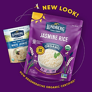 Lundberg Jasmine Rice, Microwave or Stovetop, 6-Pack – Long-Grain, Fluffy & Aromatic, Ready in 90 Seconds, Regenerative Organic Certified, 8 Oz Ea