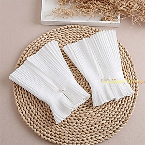 LoudSung False Sleeves Wrist Cuffs Floral Ruffle Layered Lace Cuff Detachable Fake Sleeves for Women Girls