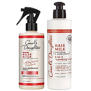 Carol’s Daughter Hair Milk Refresher Spray and 4 in 1 Combing Creme Hair Detangler Gift Set for Natural Curly Hair Providing All Day Definition & Frizz Control – made with Agave Nectar and Olive Oil