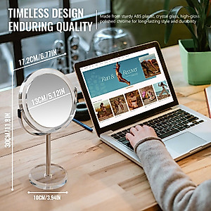 Auxmir 1X/ 30X Magnifying Mirror, Makeup Mirror with Tweezer, Double Sided Round Vanity Tabletop Mirror, 360° Rotation Portable for Dressing Table Desk Bathroom Bedroom Travel, Clear