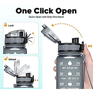 Geritto Motivational Water Bottle with Time Marker, 26/32 Oz BPA Free Water Bottles with Fruit Strainer, Wide Mouth and Fast Water Flow Motivational Water Bottle, Leak-Proof Water Bottle with Strap