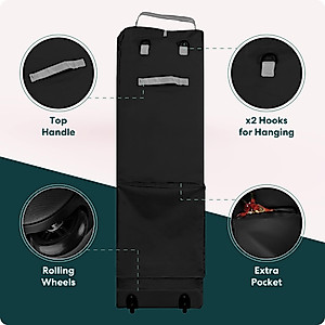 Handy Laundry Rolling Tree Storage Bag - For 9-Foot Artificial Christmas Holiday Tree. Zippered Bag, Carry Handles and Wheels for Easy Transport. Protects Against Dust, Insects, and Moisture. (BLACK)