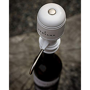 Aervana Essential: Electric Wine Aerator and Pourer/Dispenser - Air Decanter - Personal Wine Tap for Red and White Wine (White)