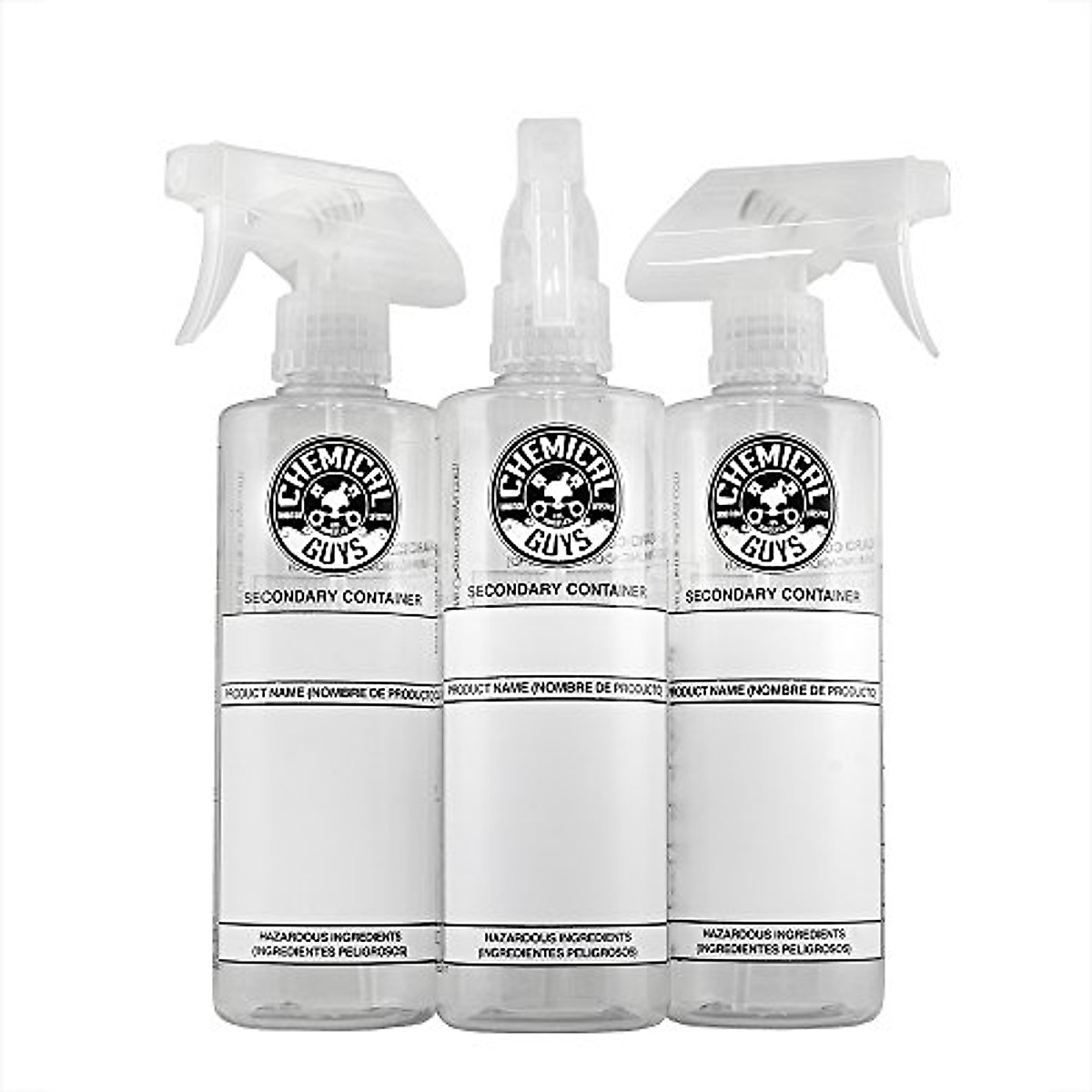 Chemical Guys ACC137 Secondary Container Dilution Bottle with Natural Sprayer, 3 Pack, 16 oz , White