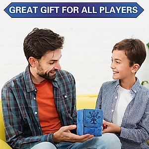 PROMAXIBINDER MTG Commander Deck Box with 2 Dividers, Fits 100+ Single Sleeved Cards, Strong Magnet Magic Gathering Deck Box, PU Leather Trading Card Storage Box for TCG CCG MTG Cards (Navy Blue-Tree)