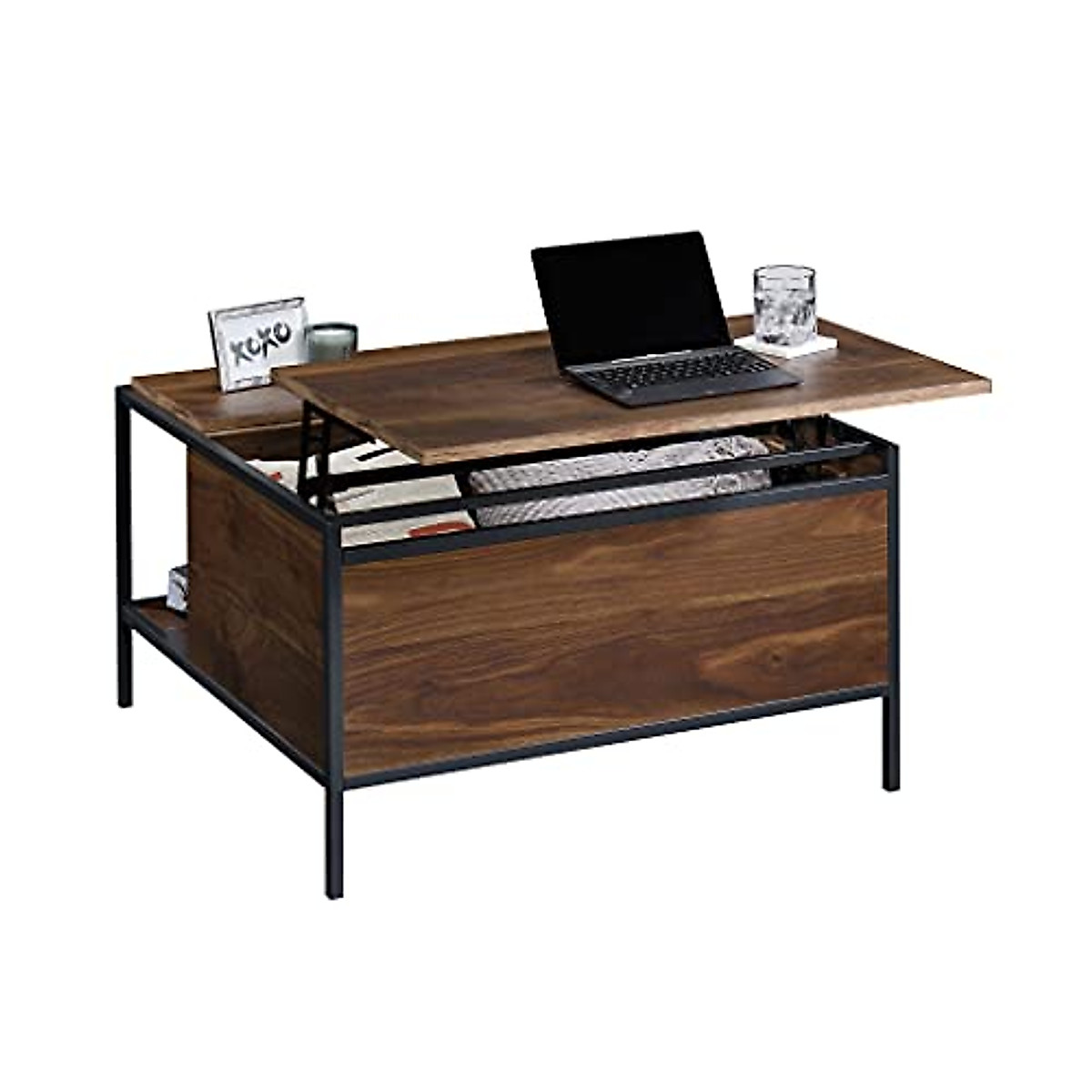 Sauder Nova Loft Coffee Table, L: 33.07" x W: 32.28" x H: 19.09", Grand Walnut Finish