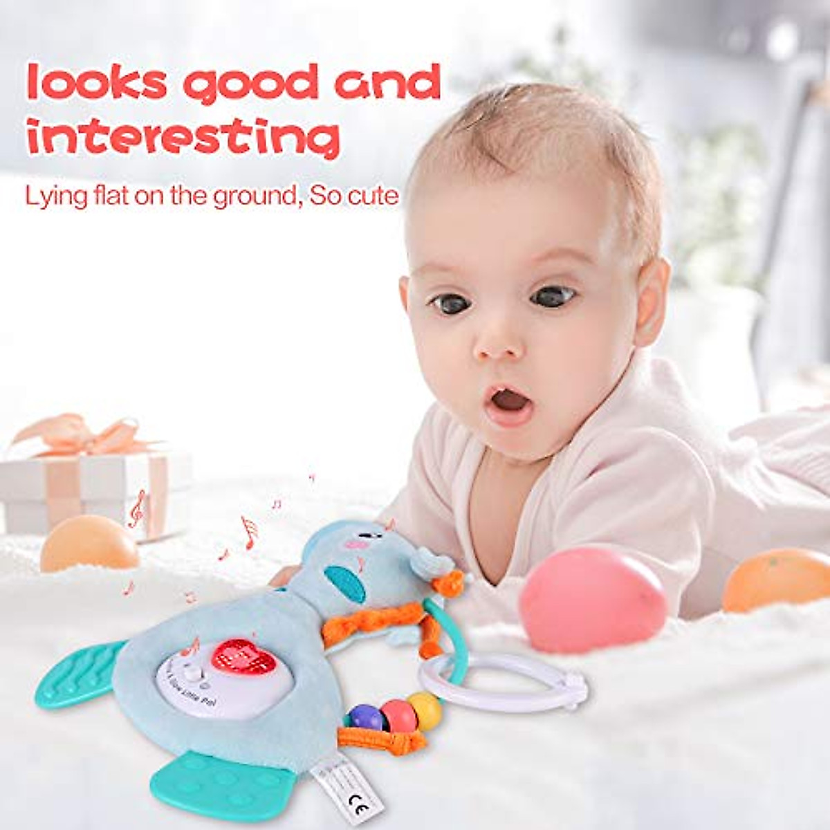 Teething Toy for Babies, Infant Baby Toys Musical Color Rattle Soft Light, Fisher Price Carseat Giraffe Toddler Music Toys for 0-6 Months Infants Babys Boy Girls Washable Plush