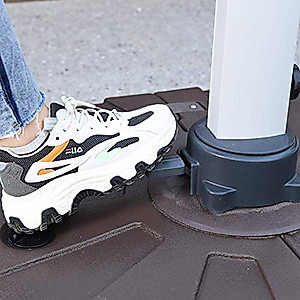 LKINBO Cantilever Patio Umbrella Base Stand Heavy Duty Patio Outdoor Umbrella Weighted Base Water&Sand Filled Offset Umbrella Base with Wheels, 34" x 34"