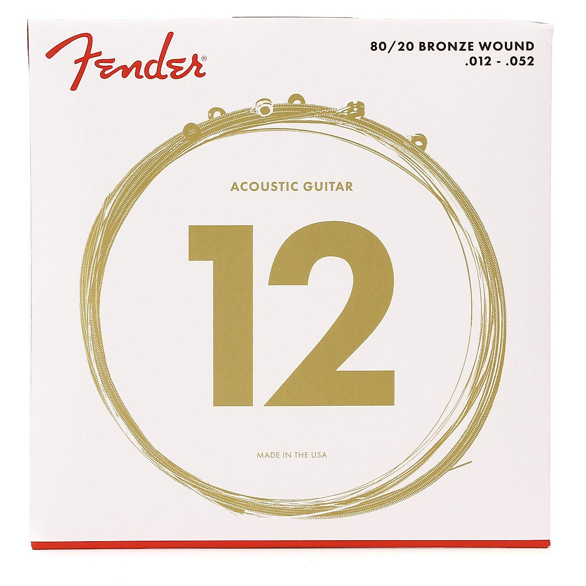 Fender 80/20 Bronze Acousitc Guitar Strings, Ball End, 70L .012-.052