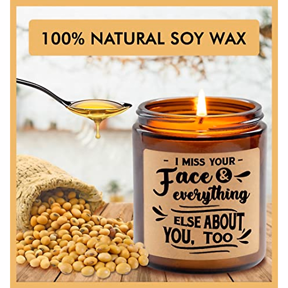 Scented Candles - I Miss Your Face & Everything Else About You Too - Thinking of You Gifts for Men - Boyfriend - Girlfriend - Lavender Scented Candles - Soy Candles