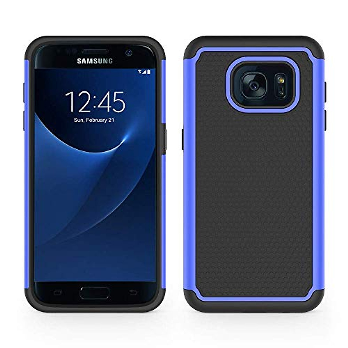 UniSpg Galaxy S7 Case [Military Grade Drop Tested] Shockproof Dual Layer Silcone Armor Heavy Duty Protective Phone Cover for Samsung Galaxy S7 5.1 Inch - Blue
