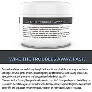 Smiling Paws Pets - Antibacterial & Antifungal Wipe for Dogs & Cats - Contains Ketoconazole & Chlorhexidine - Skin Treatment for Yeast Infection, Ringworm, Pyoderma, Bacteria & Fungus - 50ct (2 Pack)