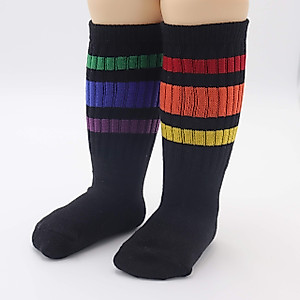 Xiyadun Unisex Toddler & Childs Cotton Knee High Calf Stripe Athletic Tube Socks(4-6 Years)