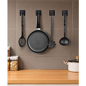 xdgeLoad Bath Towel Hooks 4 Pack, Heavy Duty Wall Hooks for Bathrooms/Coat/Robe/Kitchen, Non-Punching self-Adhesive Hooks, Matte Stainless Steel Black