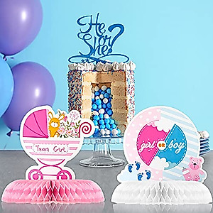 9 Pieces Gender Reveal Decorations Gender Reveal Honeycomb Centerpieces Bear Table Decorations Elephant Table Centerpieces for Boy or Girl Gender Reveal Baby Shower Pregnancy Announcements Decor