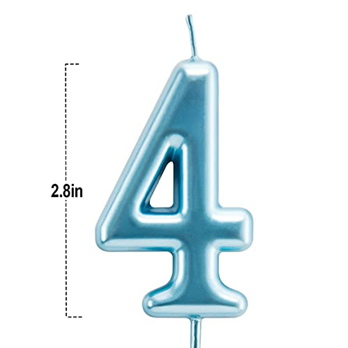 Birthday Candle Blue Happy Birthday Number Candles for 4th Cake Topper Decoration for Party Kids Adults Numeral 4