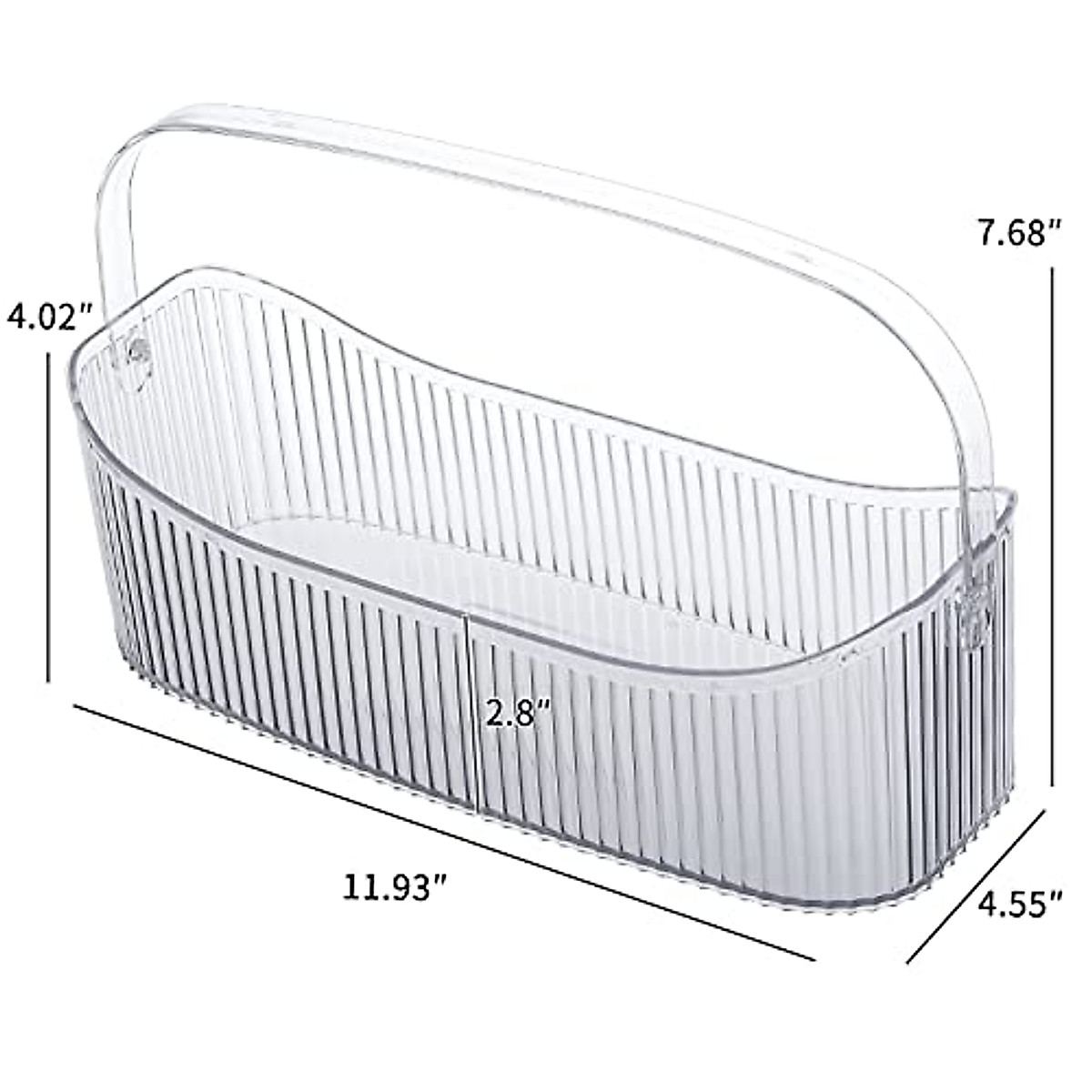 Yesesion Plastic Storage Organizer Basket with Handle, Bathroom Decor Holder for Cup, Beauty Products, Skincare, Perfume, Shower Caddy, Large Box for Toilet, Kitchen, Shelf, Cabinet, Vanity (Clear)