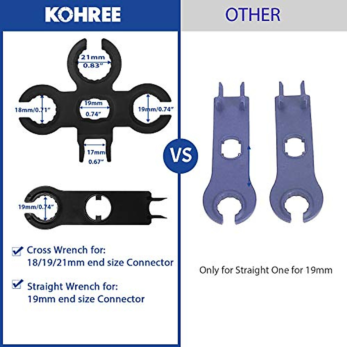 Kohree Solar Crimping Tool Cable Connector, with 6pcs Male Female Solar Connector + 2 Pcs Spanners Wrench + 1 Pcs Wire Crimper + 1 Pcs Tool Kit for 2.5/4/6mm² Solar PV Wire