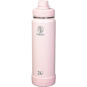 Takeya Actives Spout Lid Insulated Water Bottle, 24 oz, Blush & Actives Insulated Stainless Steel Water Bottle with Spout Lid, 24 oz, Teal