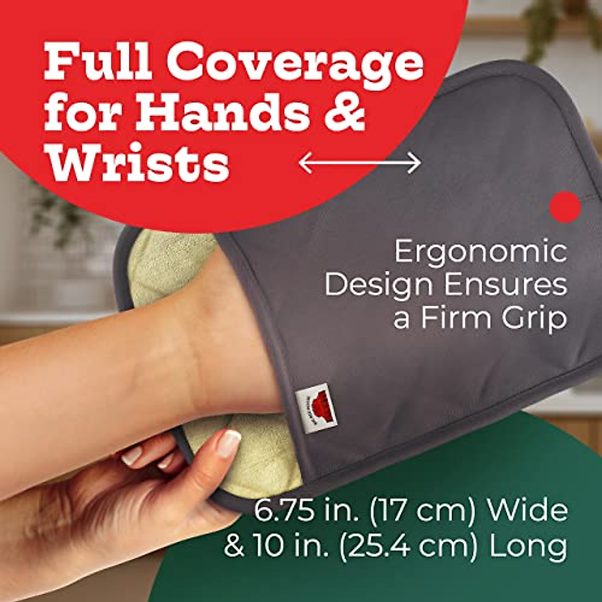 Big Red House Pot Holders for Kitchen Heat Resistant, Set of 2, Silicone Pot Holders for Kitchen and Baking, Gray