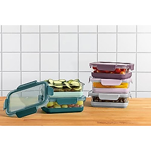 Ello Duraglass 10Pc Glass Meal Prep Container Set with Silicone Boot, Airtight Lids - BPA-Free, Dishwasher Safe