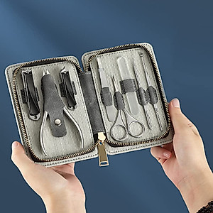 diaoyudao Personal care Large Nail Clippers 8-piece Set (gray), 6.125x4.375x1.25 Inch