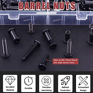 Hilitchi 120Pcs M6 Hex Drive Socket Cap Bolts Kit Countersunk Head Screws Bolts Dowel Barrel Nuts Crib Bolts Nuts Assortment Kit for Furniture Hardware Fitting (16/20/25/30/35mm)