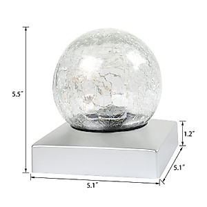 4 Solar Post Cap Lights Outdoor 2-in-1 Landscape Garden Ball Lights Cracked Glass Globe Lights Waterproof 5x5 In-Ground Spike Light for Posts Garden Yard Patio Pathway Deck Decor (Multi-Colors)