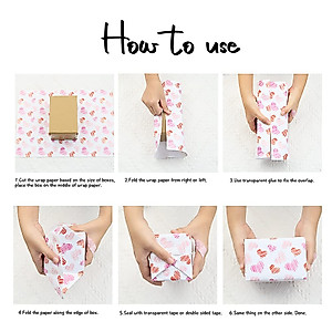 Valentine's Day Gift Wrap Paper,7 Sheets 7 Design Red White Pink Heart Wrapping Paper Set,Funny Love Wrapping Paper With 3-Color Ribbon For Adult Men Women Mothers Fathers Day Birthday Holiday Wedding