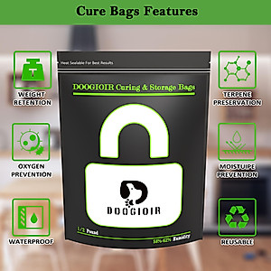 1/2 LB Curing & Storage Bags, Curing Bags for Food Storage, Double-Tracked Zip Closure Heat Sealable upright Cure Bags, Reusable Humidity Control Bags (13.8 x 10.4 in, 10 Pack)