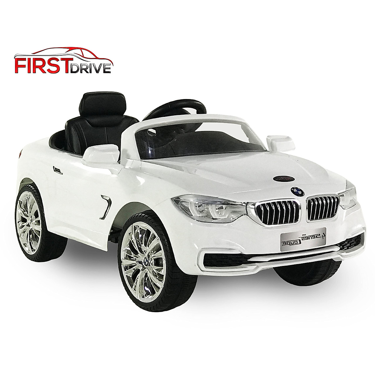 BMW 4-Series - First Drive - 12v Kids Cars - Dual Motor Electric Power Ride On Car with Remote, MP3, Aux Cord, Led Headlights, and Premium Wheels(White)
