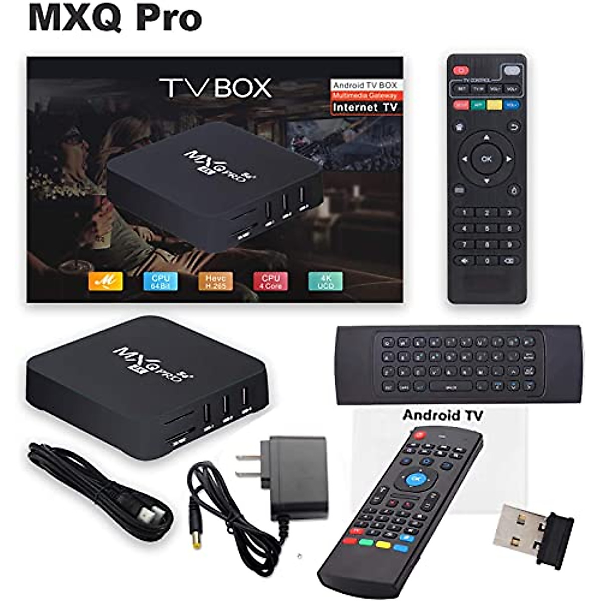 MXQ PRO 5G with Wireless Mini Keyboard Android 11.1 TV Box Ram 2GB ROM 16GB H.265 HD 3D Dual WiFi 2.4G/5.8G Quad Core Android Smart Box Home Set Top Player