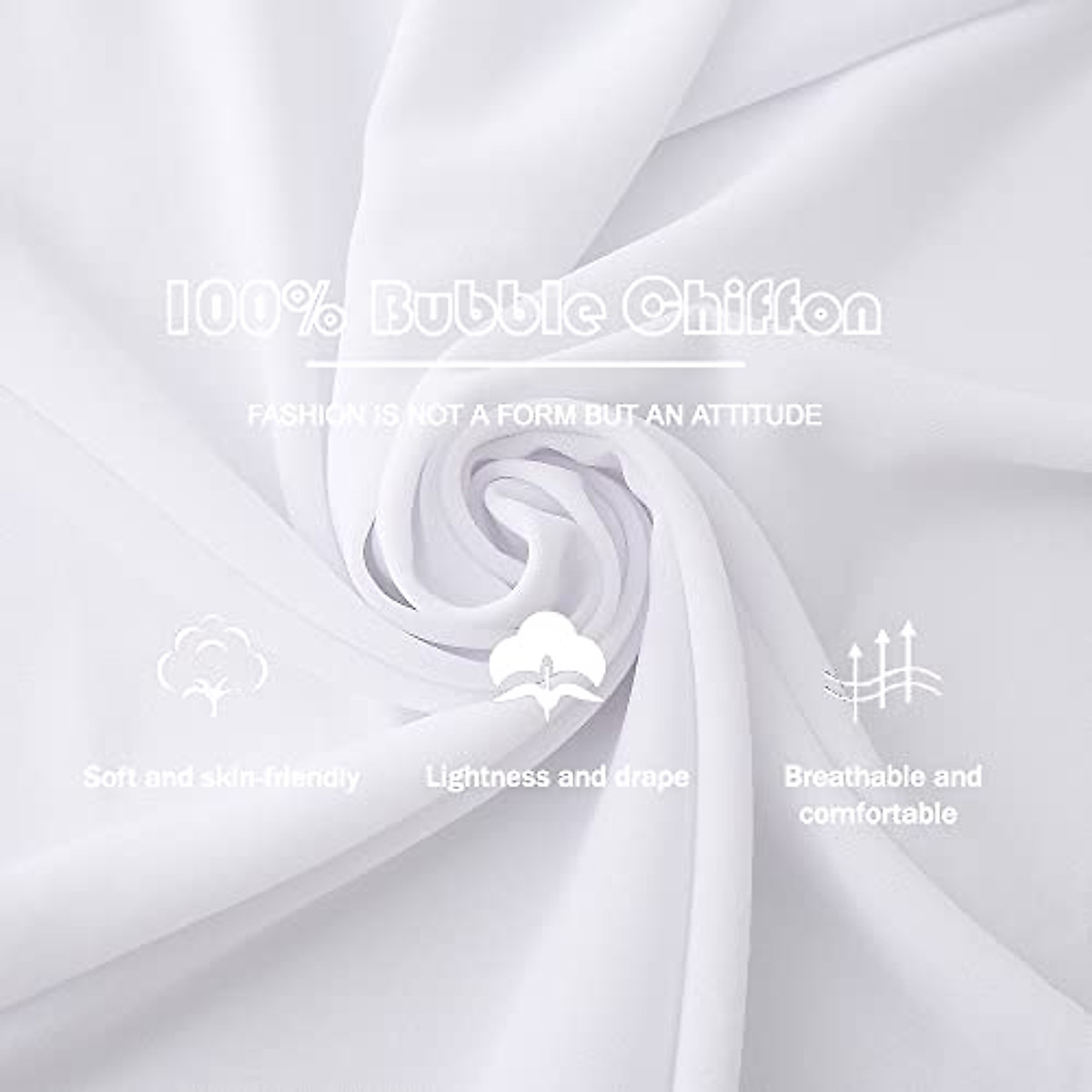 Yeieeo Women's Pre-Sewn Head Scarf Wrap Shawls Stretch Scarf Hijab Cap Chiffon Scarf with Under Caps for Hijabs (White)