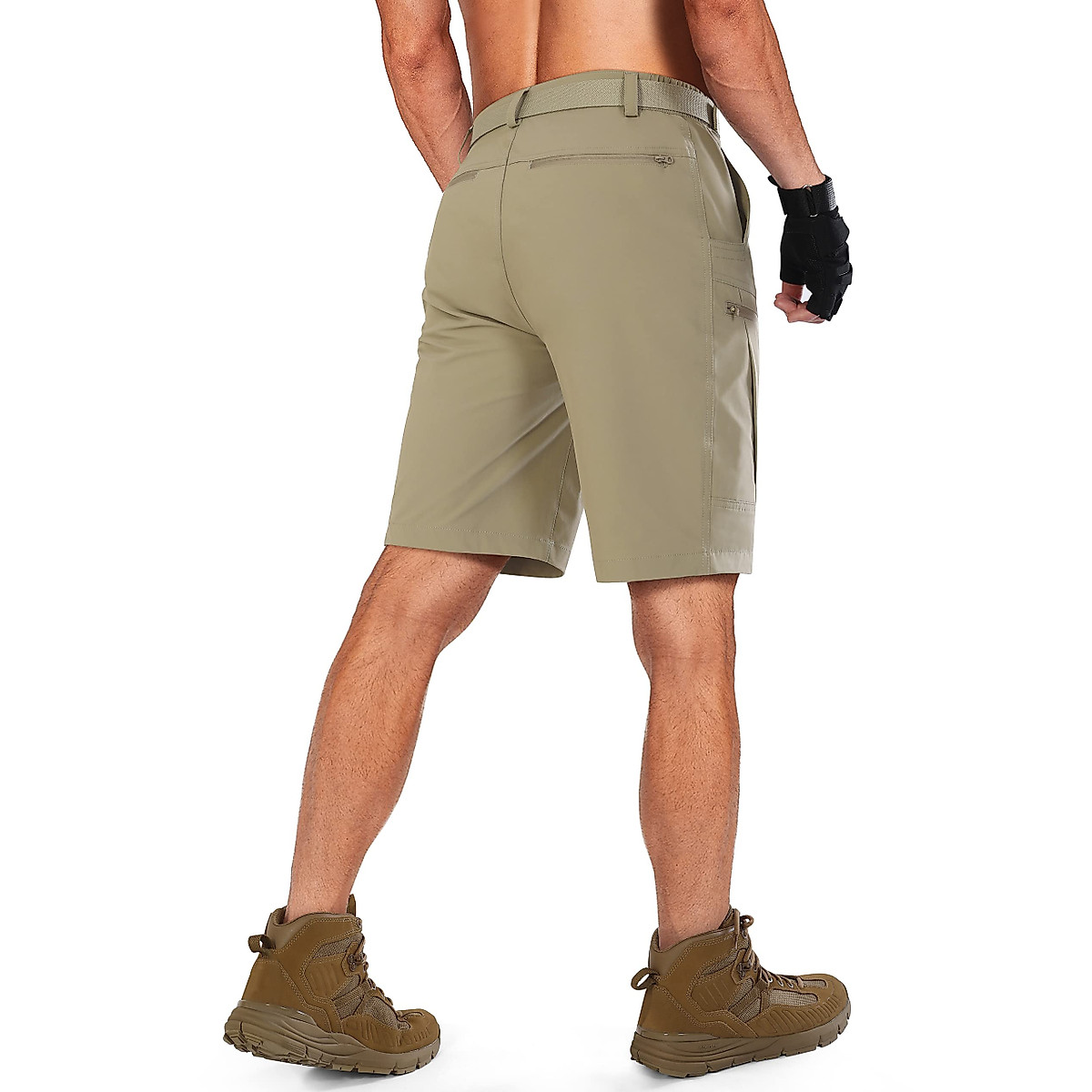 Shallowlulu Mens Cargo Hiking Shorts Water Resistant Quick Dry Lightweight Breathable Tactical Shorts with Nylon Belt(Mud 34W/10L)