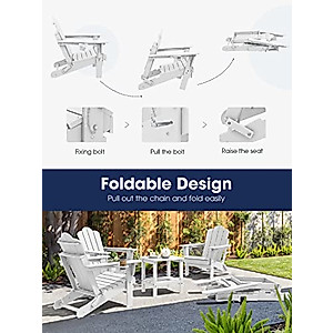 KINGYES Folding Adjustable Adirondack Chair, White