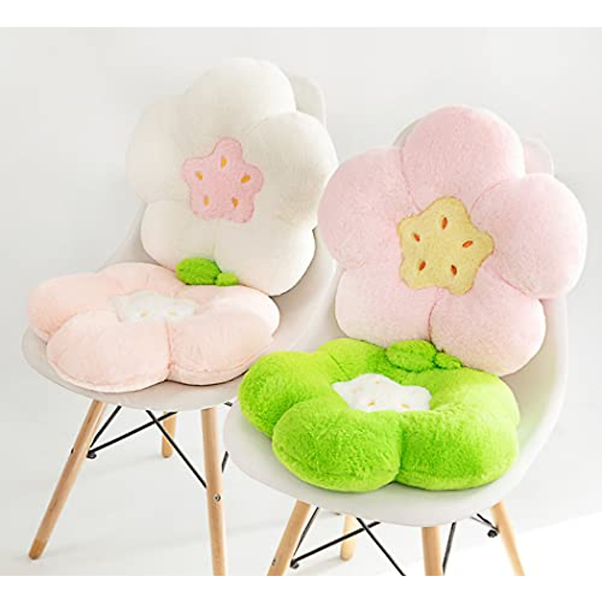 HXIYAN Flower Shaped Pillow Super Soft Cushion Plush Waist Cushion Flower Floor Cushion Lovely Room Decoration and Plush Pillow (19.6in*16.5in, White)